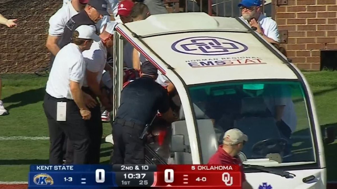 College football star carted off after brutal collision with wall ...