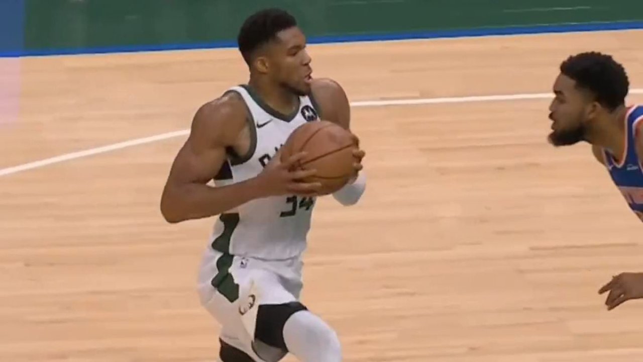 NBA fans melt down as Giannis Antetokounmpo gets away with travel ...