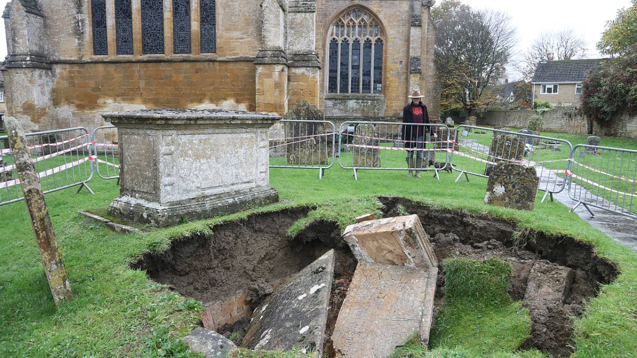 Ancient church tomb collapse exposes 300-year-old underground crypt ...