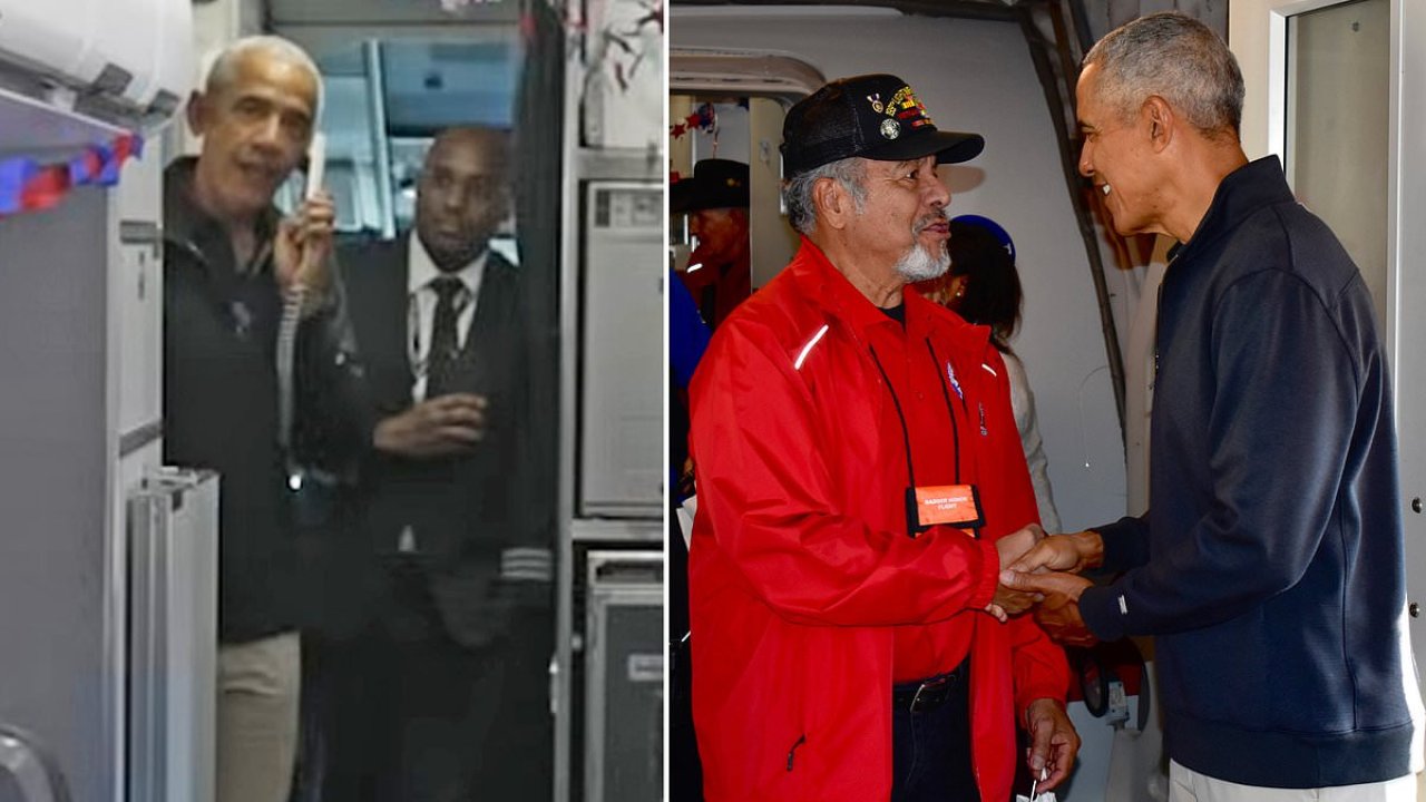 Barack Obama boards Honor Flight to DC in surprise veterans - www ...
