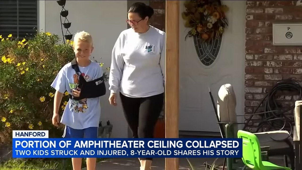 Boy, 8, is left bloodied and blue after CEILING collapses on him - www ...
