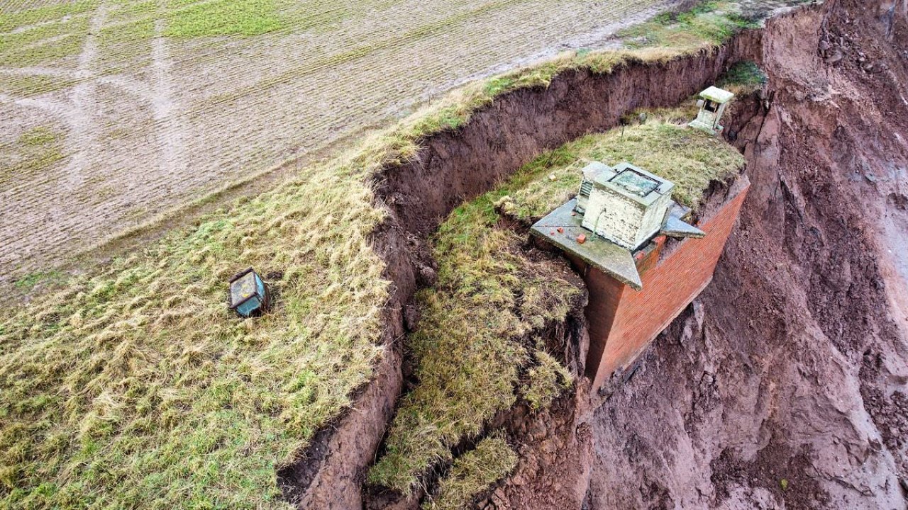 Nuclear bunker 'days away' from collapsing over the edge of a cliff ...